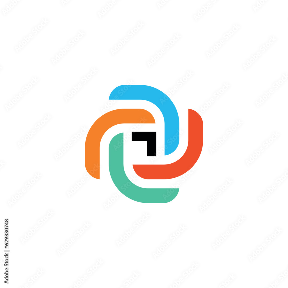 Propeller shaped triangular parts and arrow sign. Vector symbol. Stock ...