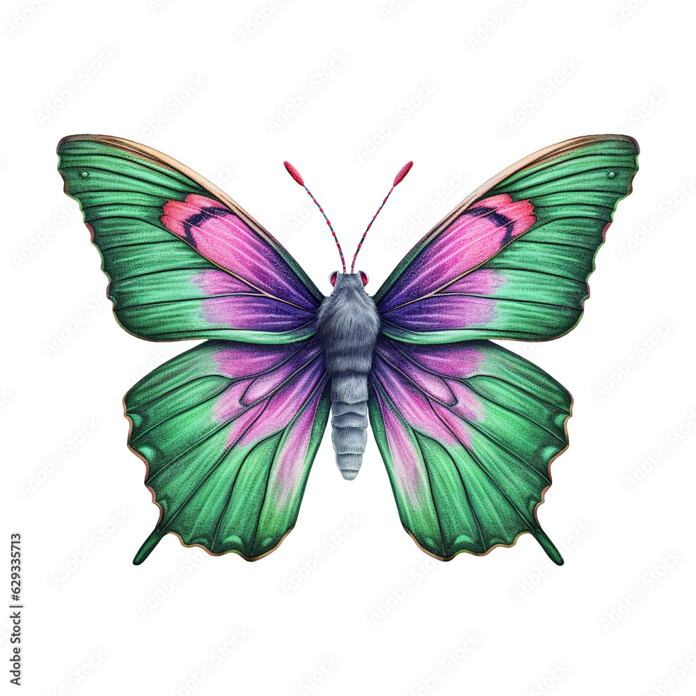 Bright coloured Butterfly. Transparent background. Butterfly drawing ...