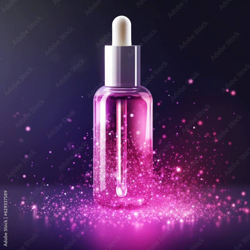 Graceful luxury cosmetic face serum ad template with manu glowing ...
