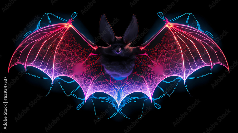 Bat Animal Plexus Neon Black Background Digital Desktop Wallpaper HD 4k ...