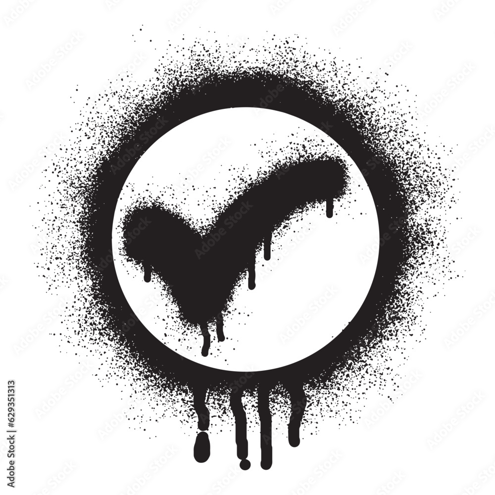 Check mark icon graffiti with black spray paint Stock Vector | Adobe Stock