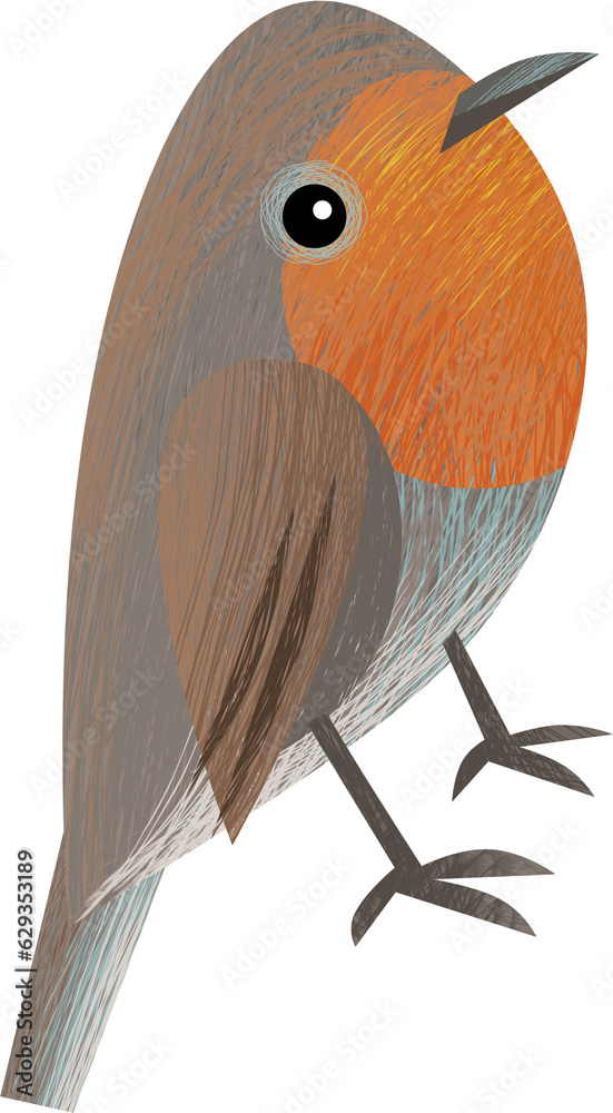 Cartoon beautiful colorful bird looking sitting isolated illustration ...