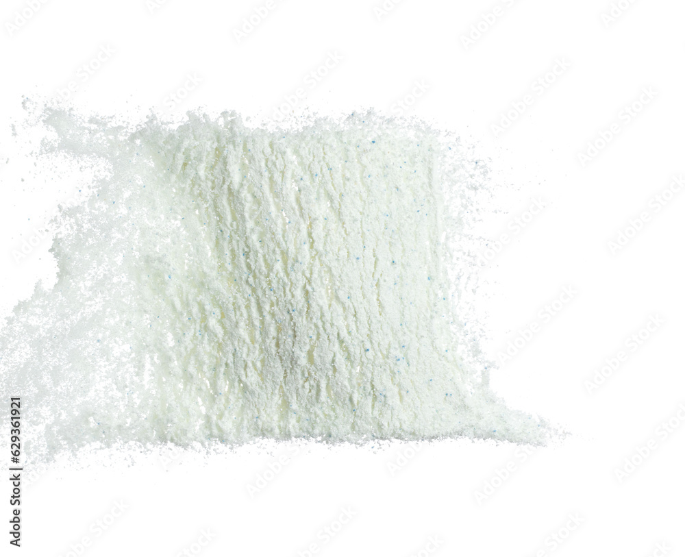 Detergent Powder splash fly in air. Detergent Powder pour float in mid ...