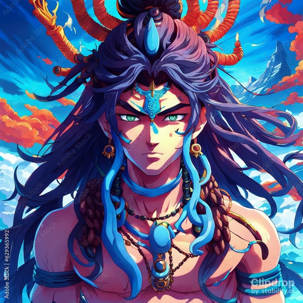 LORD SHIVA anime style Generative AI Stock Illustration | Adobe Stock
