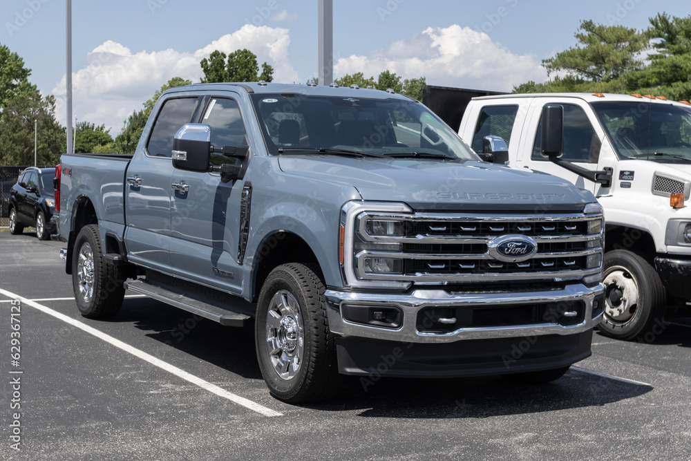 Ford F-250 Super Duty Crew Cab display at a dealership. Ford offers the ...