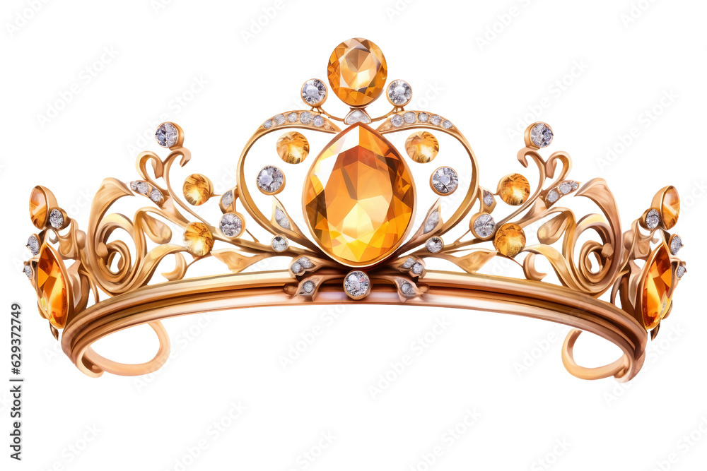 golden tiara in watercolor style isolated on a transparent background, generative ai Stock ...