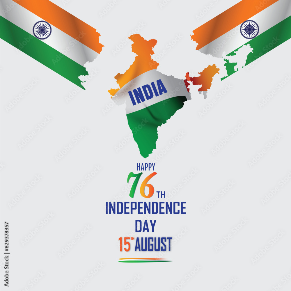 Indian holiday 15th august independence day celebration with Indian map ...