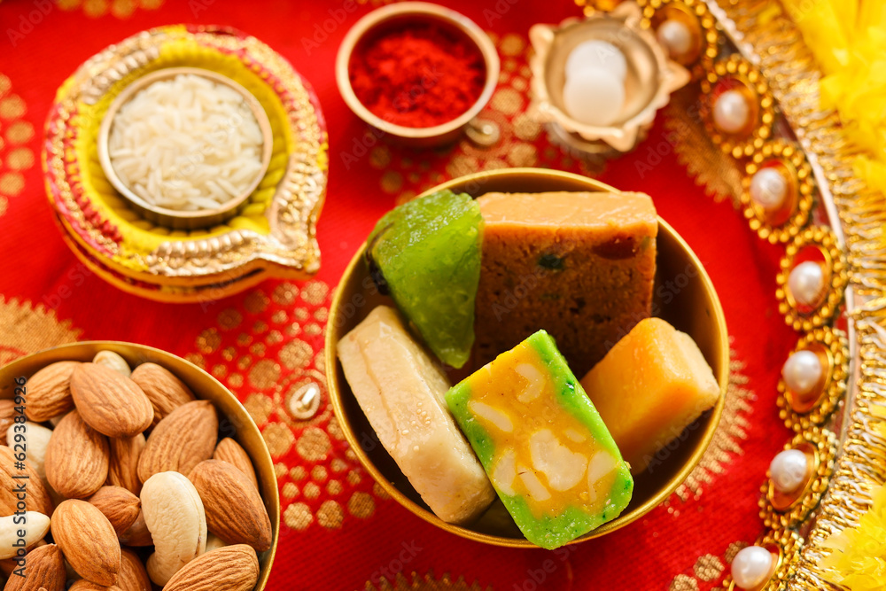 Plakat Diwali sweets Gujiya barfi Motichoor Laddu Rasmalai Indian sweet ...
