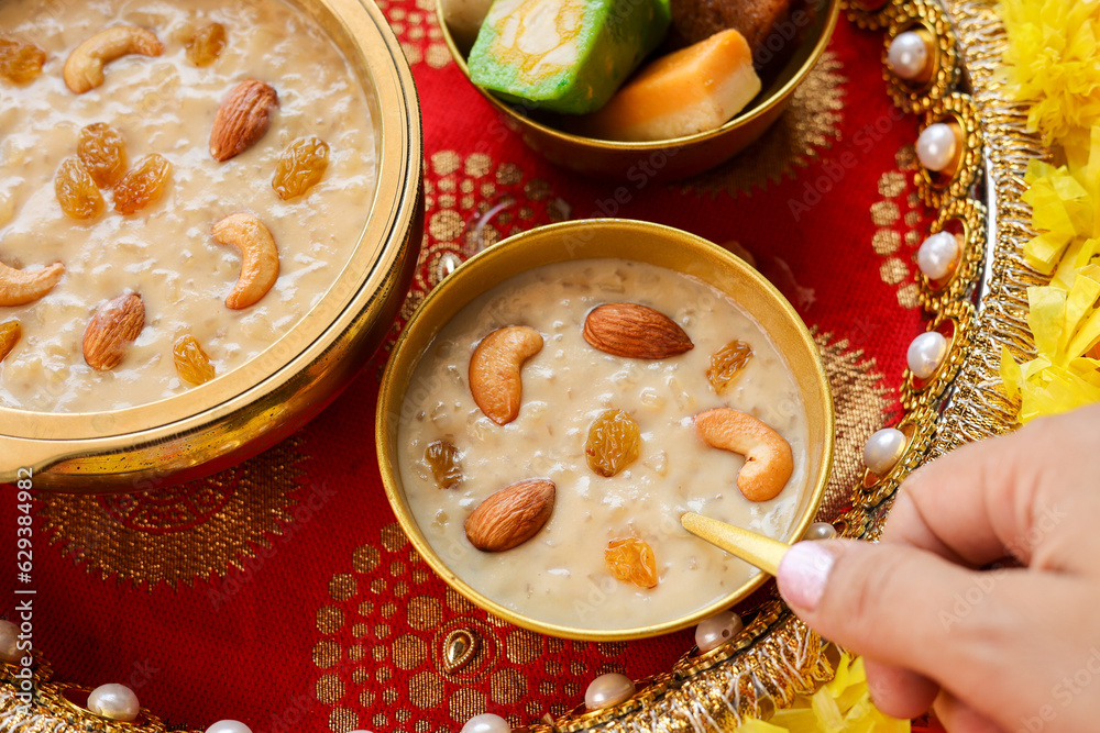 Rice Kheer Indian Sweet Payesh. Kerala Onam Payasam Palada Phirni ...