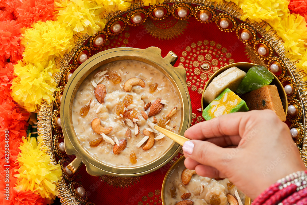 Rice Kheer Indian Sweet Payesh. Kerala Onam Payasam Palada Phirni ...