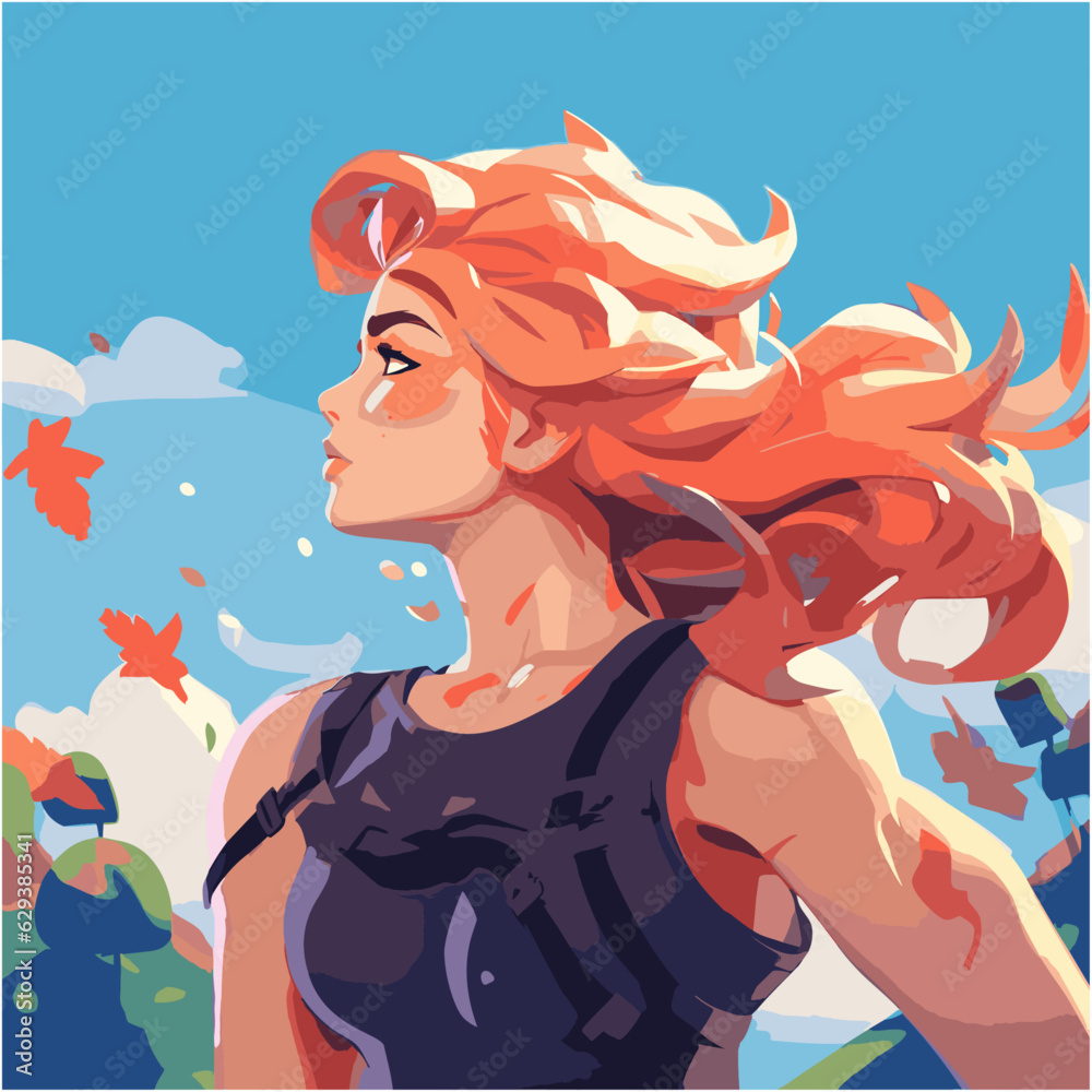 Vetor de Female hero warrior video game character art, strong badass ...