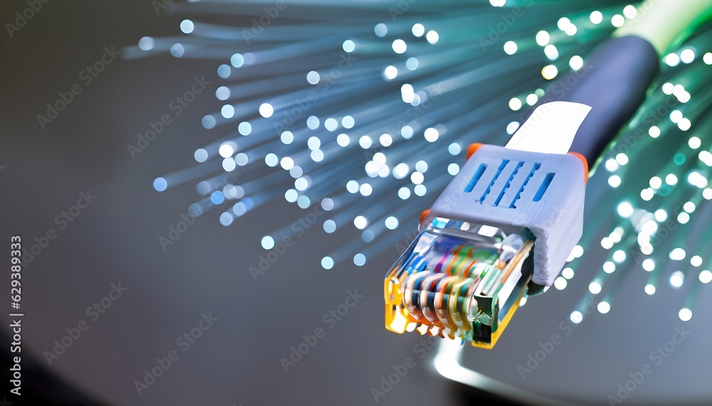 fiber optic cable, network cables connected to the network, Internet ...