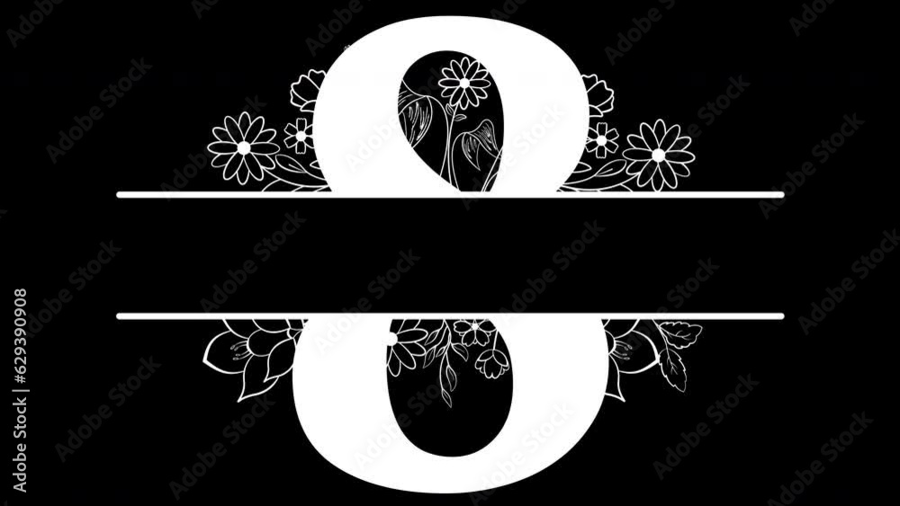 Vidéo Stock Number Eight Flowers Monogram Aesthetic White Animated ...