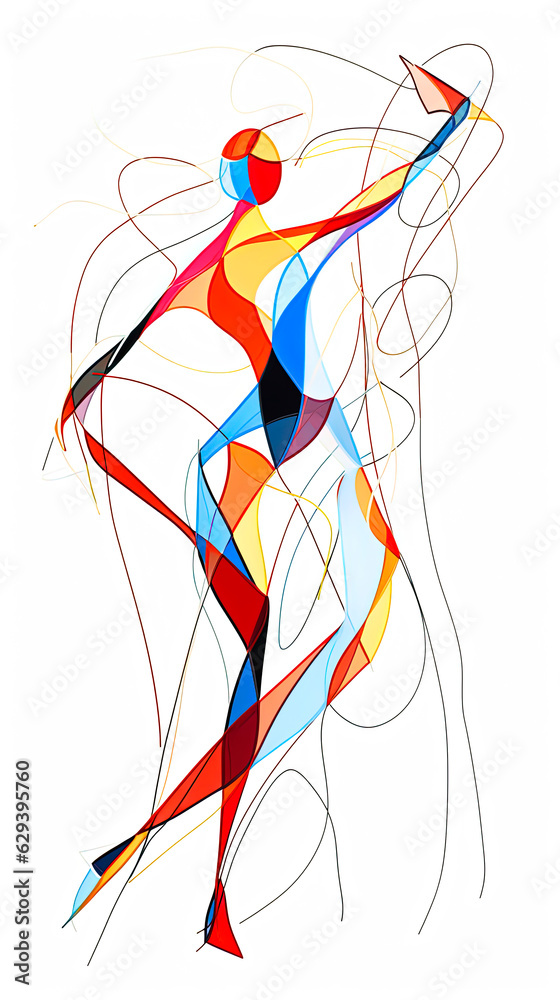Contemporary Art Abstract Dancer Line Art Depicting a Playful and Funny ...