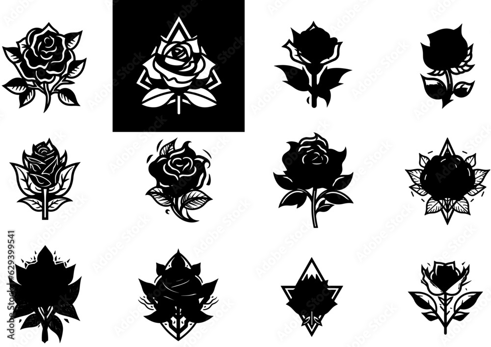 Silueta de rosas vectoriales vector de Stock | Adobe Stock