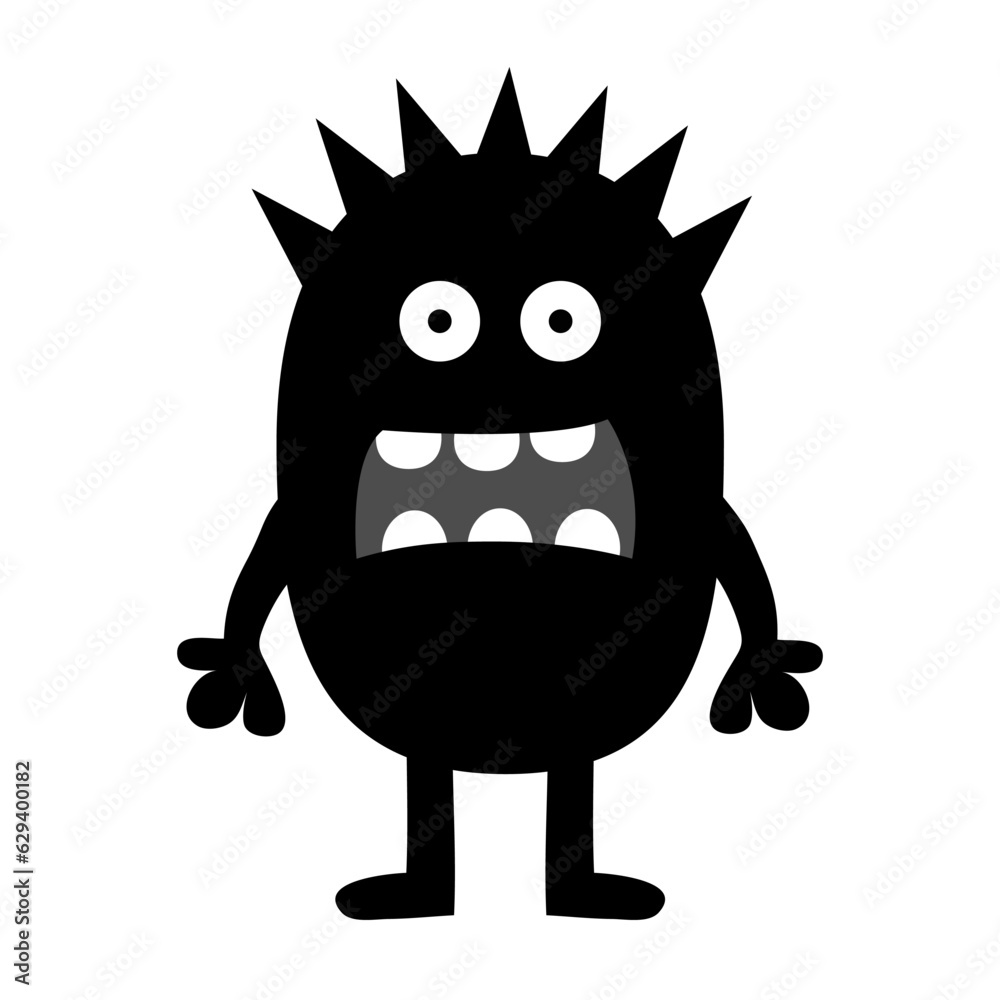 Vetor de Cute monster. Happy Halloween. Funny head face with thorns ...