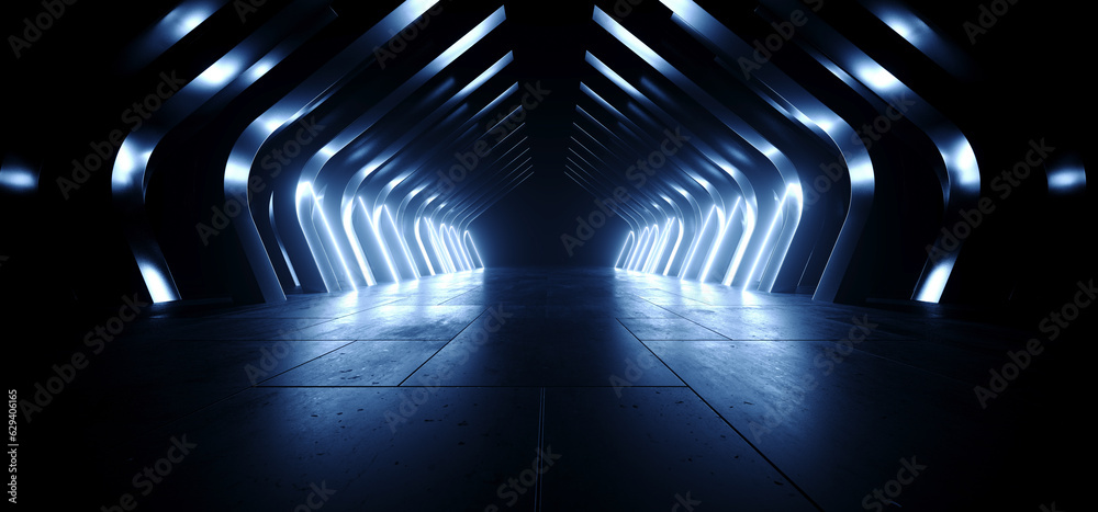 Modern Sci Fi Futuristic Cyber Dark White Blue Laser Neon Beam Lights ...