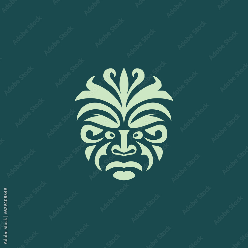 simple maori ethnic ancient carving mask logo vector illustration ...