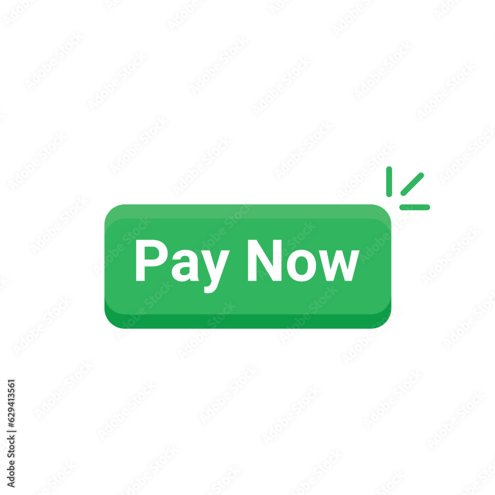 green pay now button isolated on white. concept of 24/7 payment ...