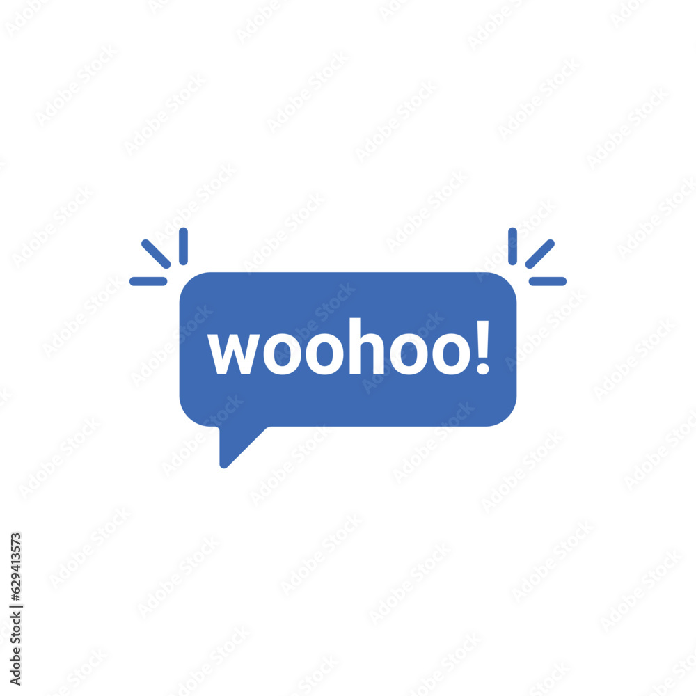 blue woohoo popup bubble like message icon. flat cartoon style trend ...