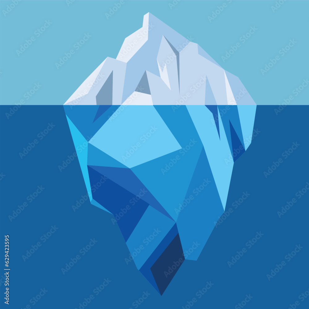 Iceberg vector icon illustration on blue background. Iceberg vector ...