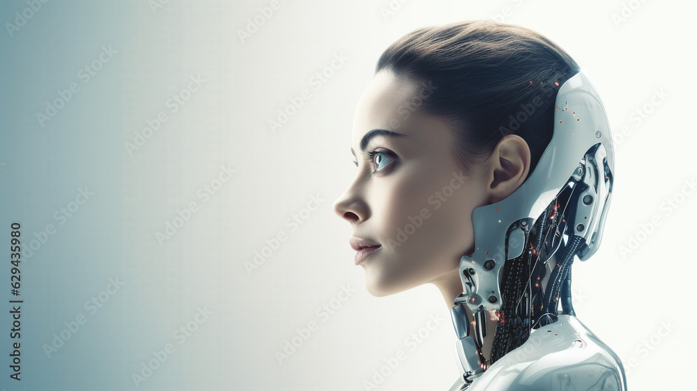 Head portret of humanoid robot.Humanoid robots, human like faces, and ...