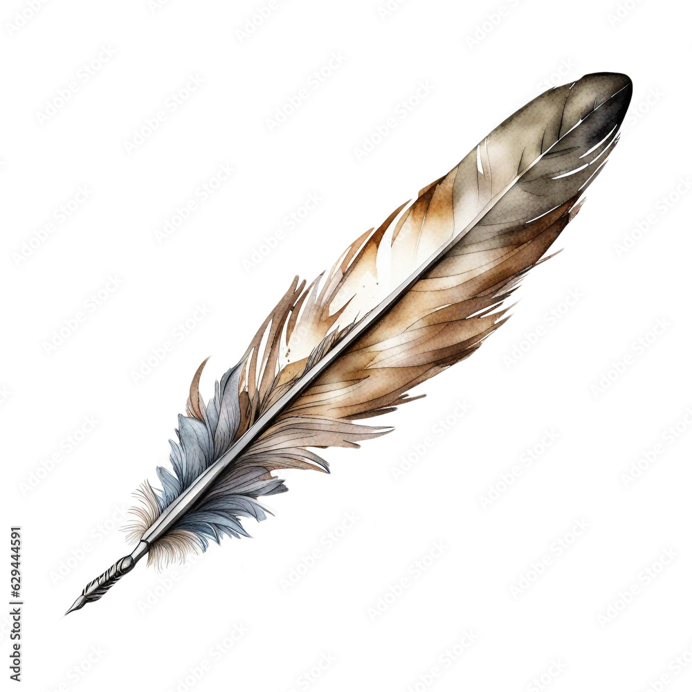 Old Retro Quill Feather Pen, PNG Clipart Image, Vintage Painted ...