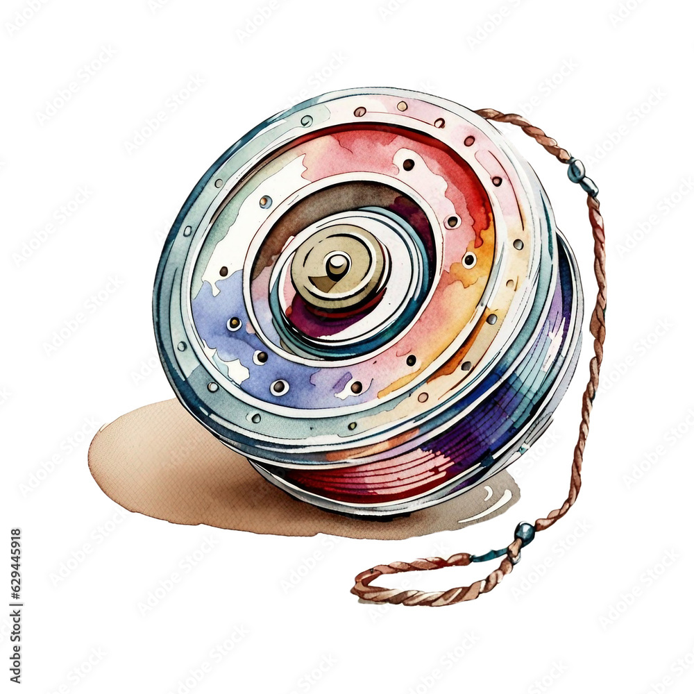 Old Retro Yoyo Toy, PNG Clipart Image, Vintage Painted Watercolor Art ...