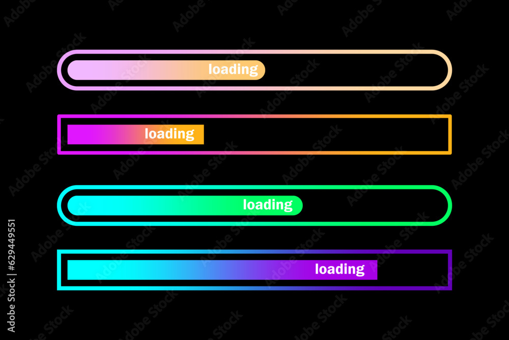 Colorful loading bar set. Modern web element collection. Vector ...