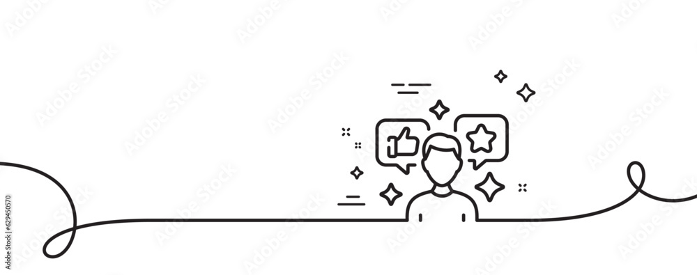 Social media line icon. Continuous one line with curl. Influence sign ...
