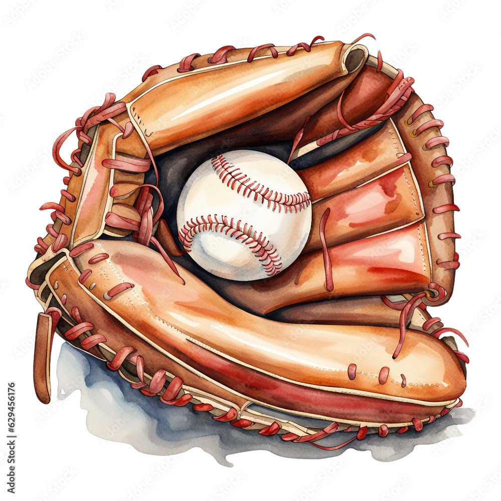 Baseball Glove Sports Gear, PNG Clipart Image, Painted Watercolor Art ...