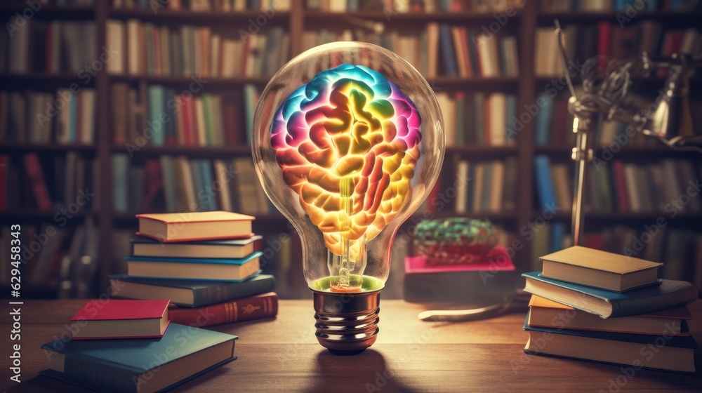 Day of Knowledge. A book with a light bulb on top as a symbol of an ...