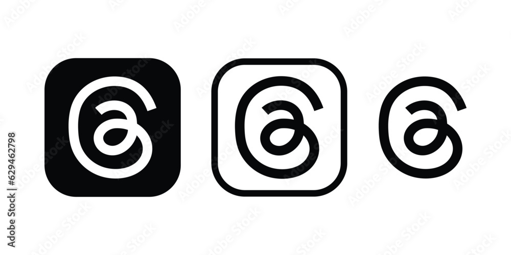 Logo set of new threads app icons. Threads is the new social network ...