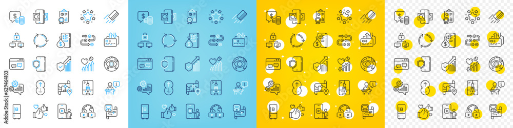 Vector icons set of Inspect, Stars and Lock line icons pack for web ...