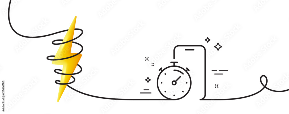 Timer app line icon. Continuous one line with curl. Stopwatch time sign ...