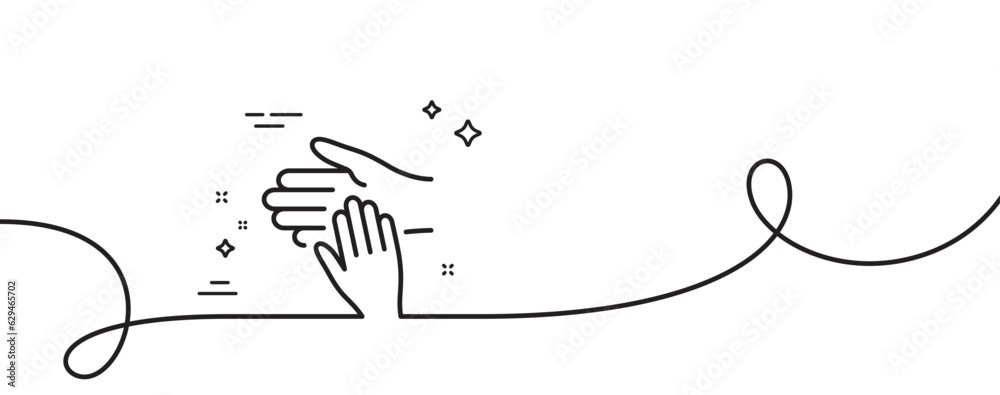 Volunteer care line icon. Continuous one line with curl. Helping hand ...