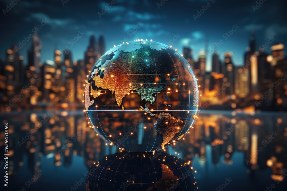 Image of a digital globe with network lines, illustrating global ...