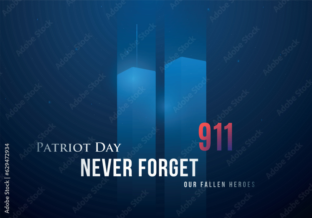 Glowing twin towers on blue background. 9 11 Patriot Day background ...