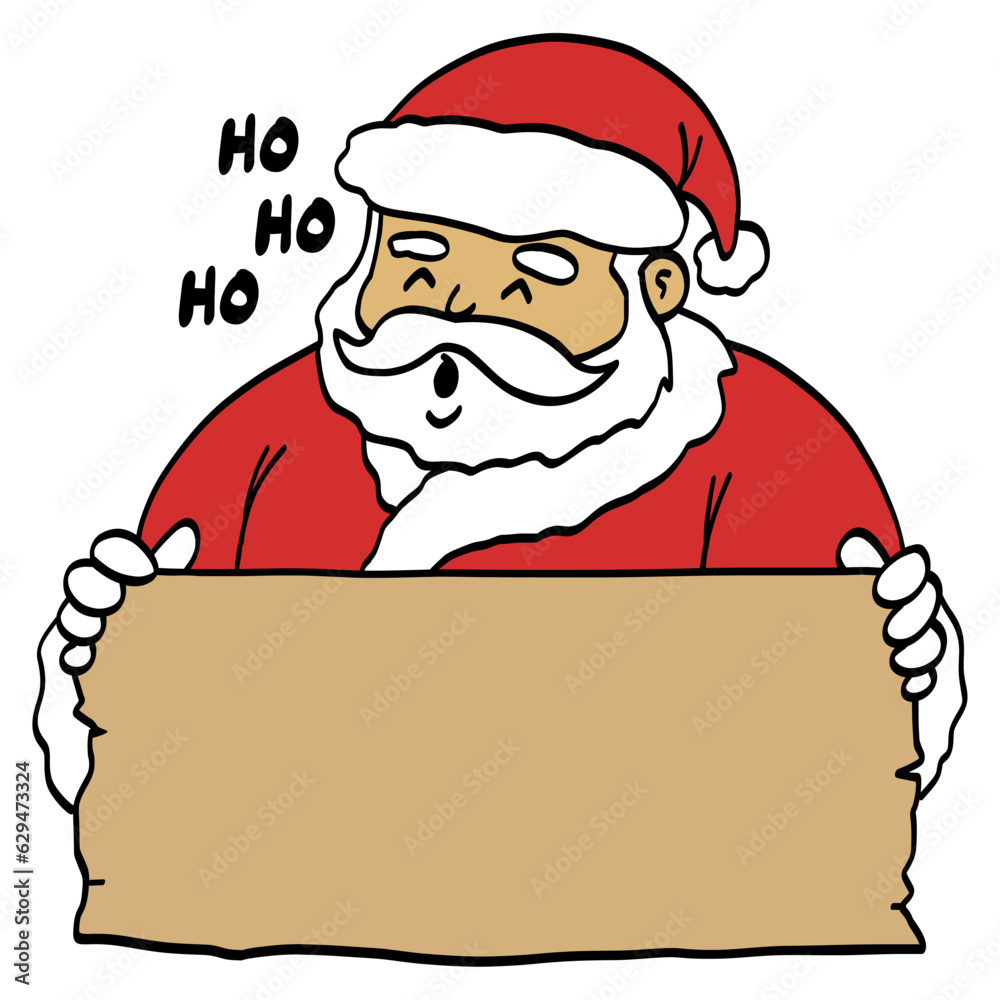 Santa Claus Cartoon Character With Wooden Plank Vector Art Stock Vector ...