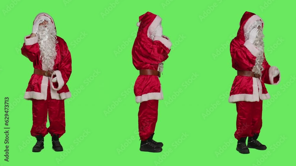 Father christmas unwell with headache feeling sick during winter ...