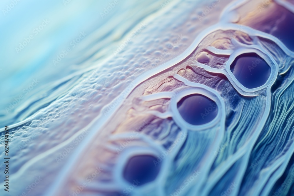 Microscopic macro close-up shot scientific research epithelial tissue ...