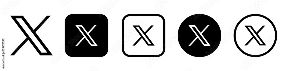 Twitter logo set. Twitter X new logo. Vector Stock Vector | Adobe Stock