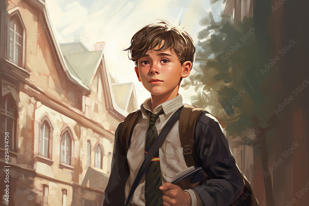 Semirealistic illustration cover, of the main child boy character going ...