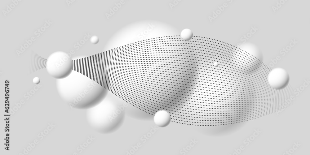 Defocused light levitating spheres with particles wave flowing ...