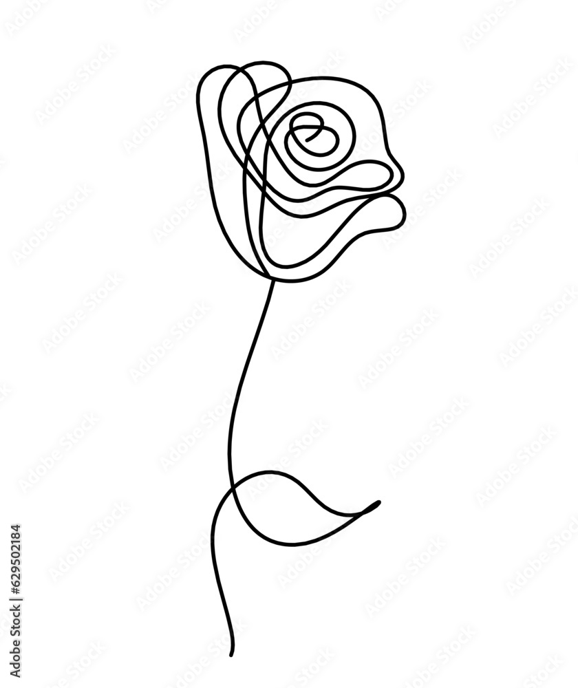 Abstract flower line drawing, isolated on white background Stock Vector ...