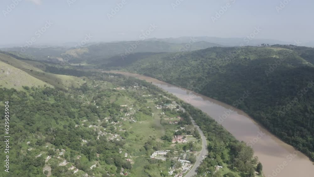 Transkei's largest river is shown with the road over the water bridge ...