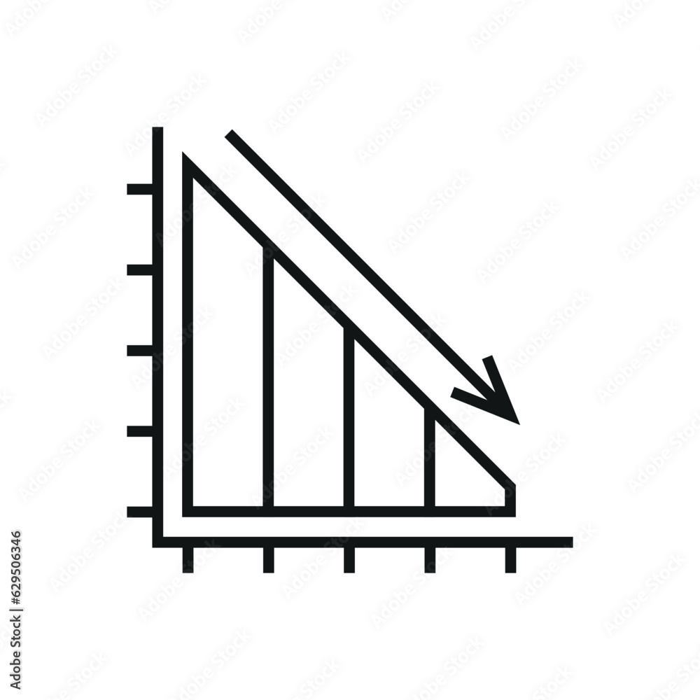Decrease diagram icon vector illustration. Analysis icon on isolated background. Statistics sign ...