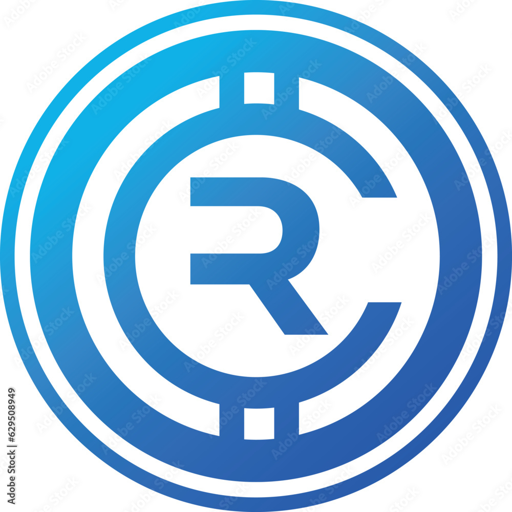 Cryptocurrency logos in blue circle. vector logo images. 3d ...