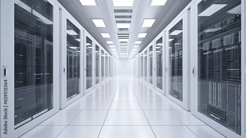 Server room. Modern data center for storing information. Racks for ...