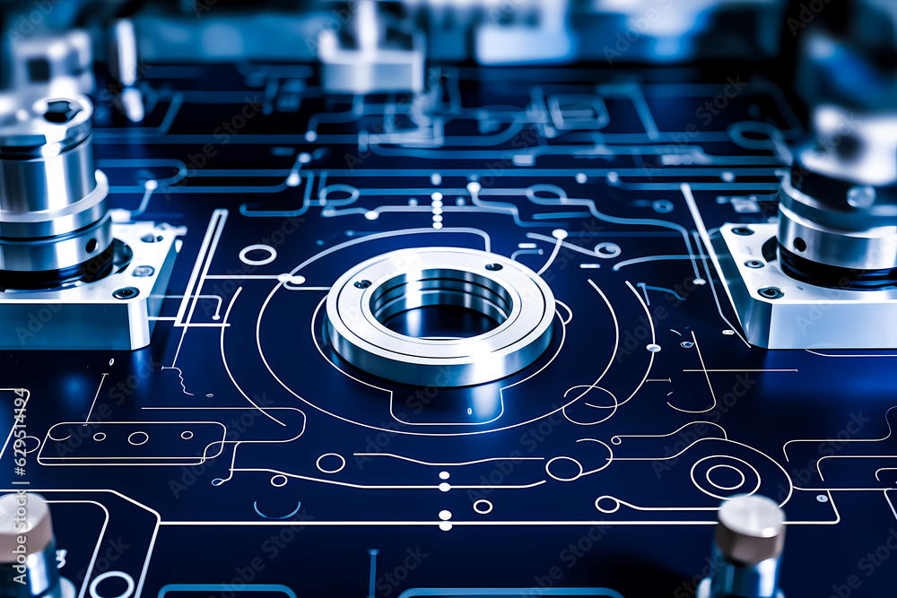 machine technical blueprint circuit board background milling machine ...